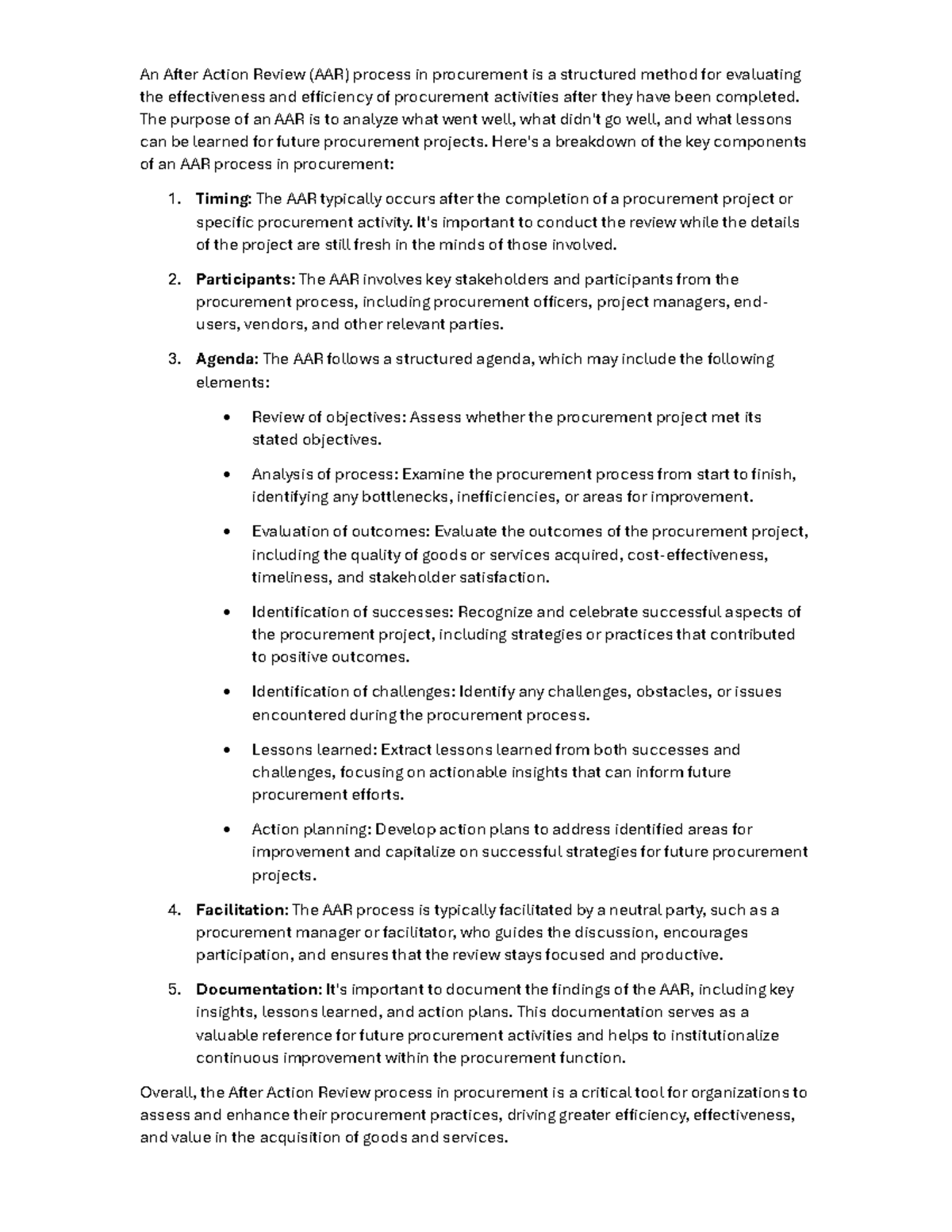 An After Action Review (AAR) Process - The purpose of an AAR is to ...