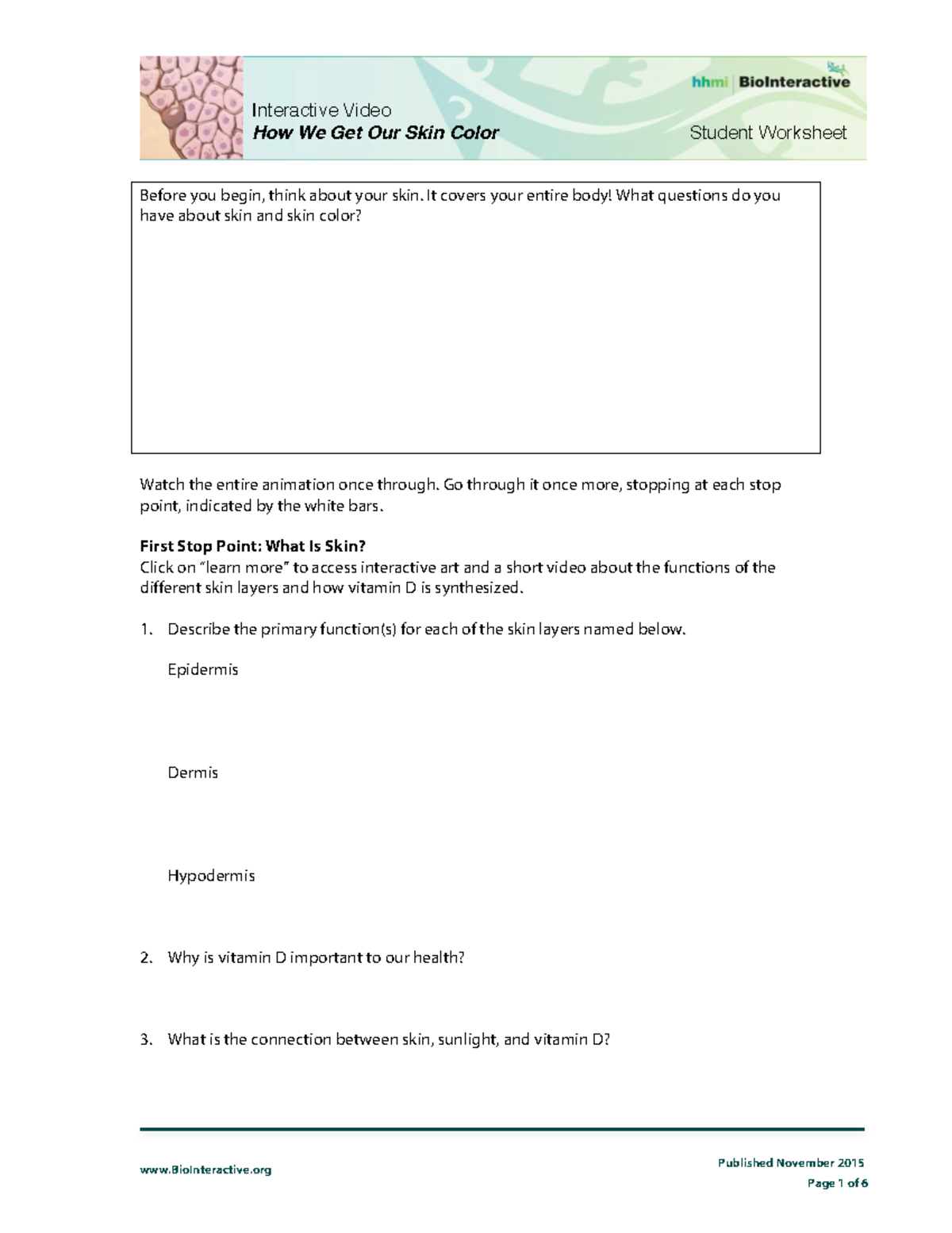 Skin-Interactive-Student-Worksheet-1 - BioInteractive Student Worksheet ...