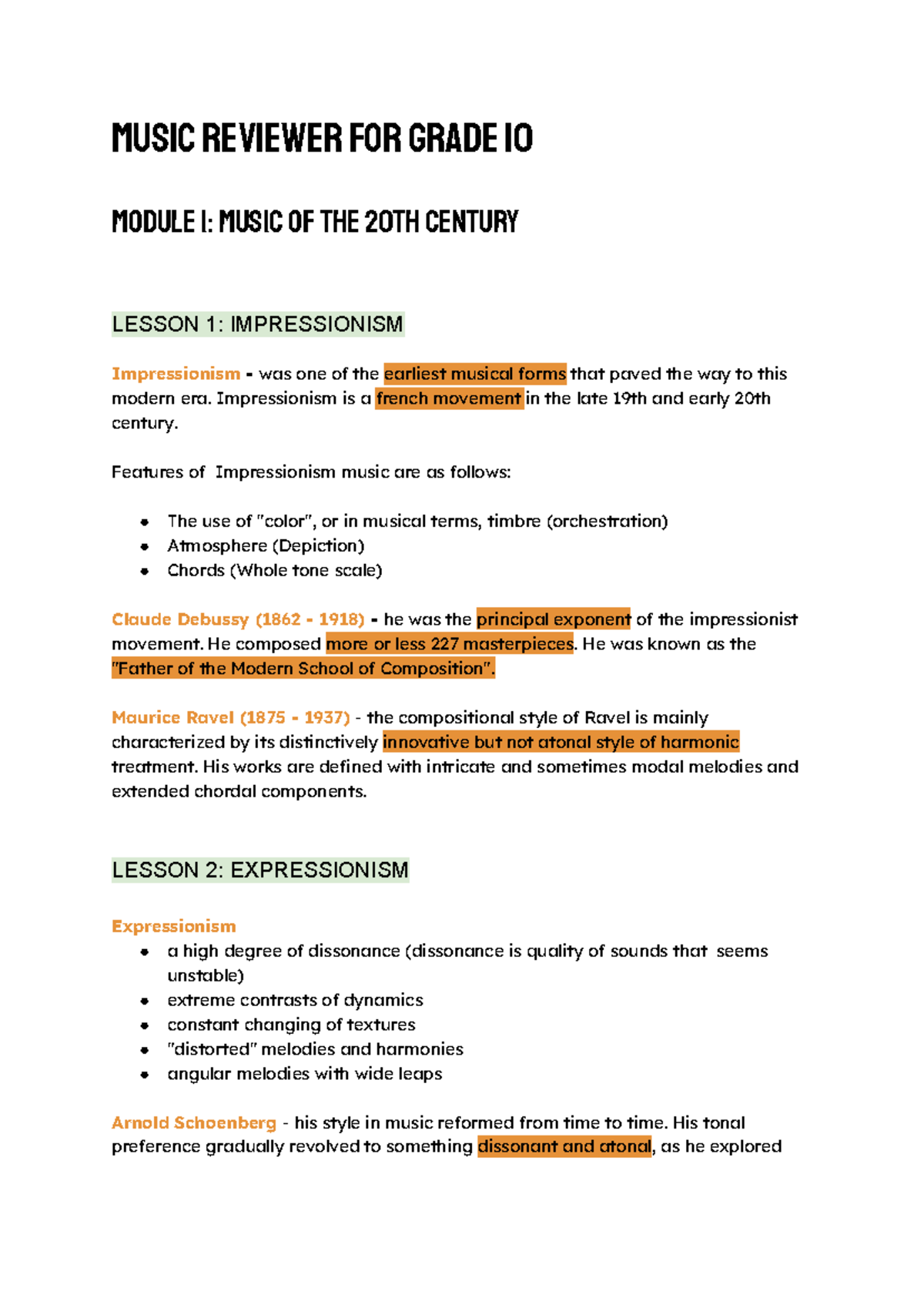 mapeh 10 reviewer - MUSIC REVIEWER FOR GRADE 10 Module 1: music of the ...