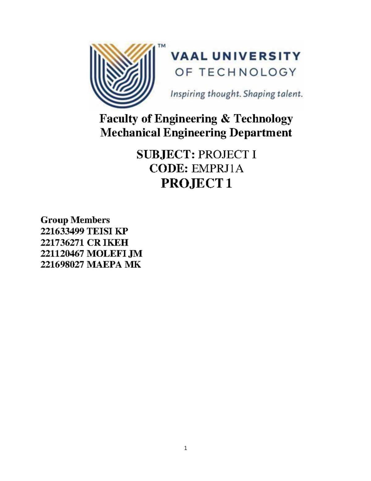 Project report and Analysis - Faculty of Engineering & Technology ...
