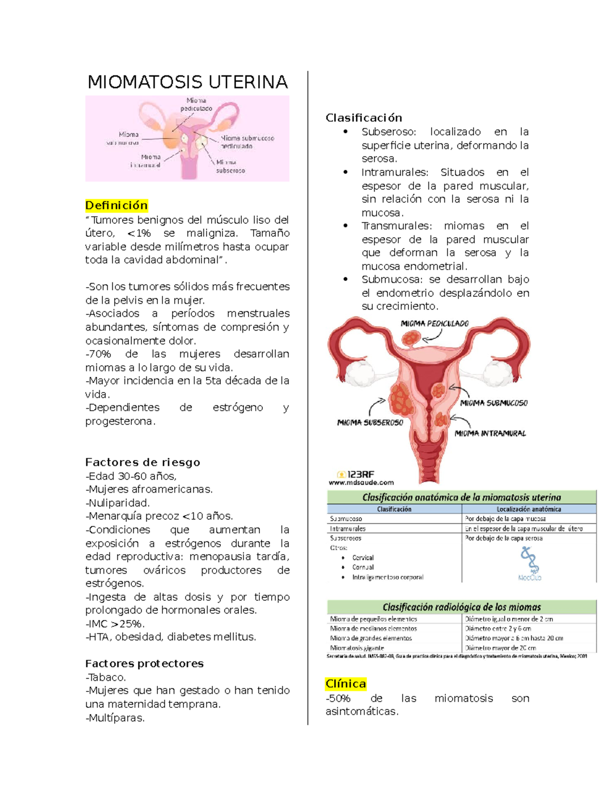 Miomatosis Uterina - MIOMATOSIS UTERINA Definición “Tumores benignos ...