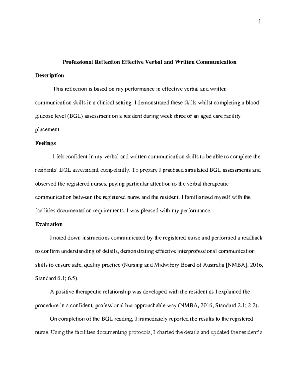 NPU2303 Reflection Exemplar 2 - Professional Reflection Effective ...