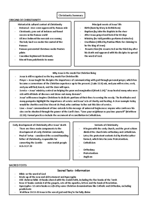 Christianity Notes - CHRISTIANITY Origins Historical and cultural ...