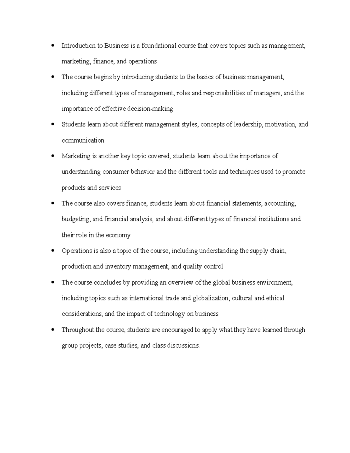 Introduction to Business notes - Studocu