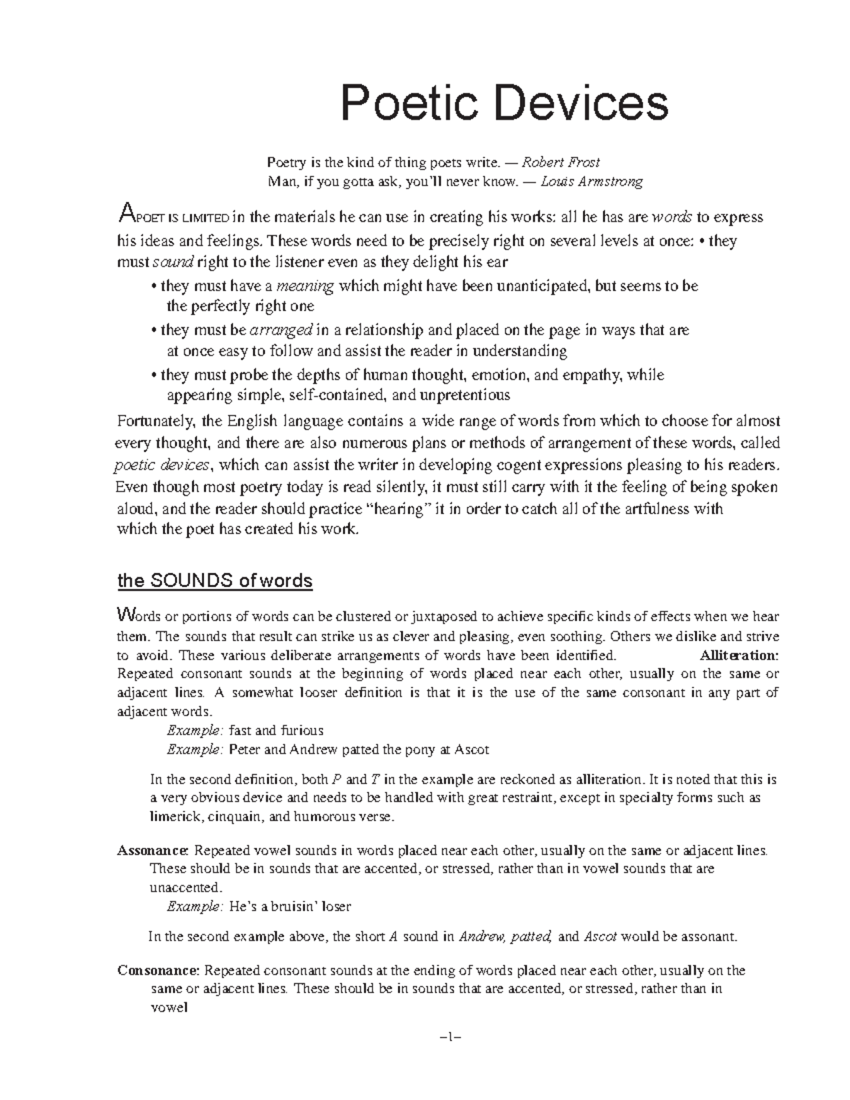 Peotic Devices notes - Poetic Devices Poetry is the kind of thing poets ...