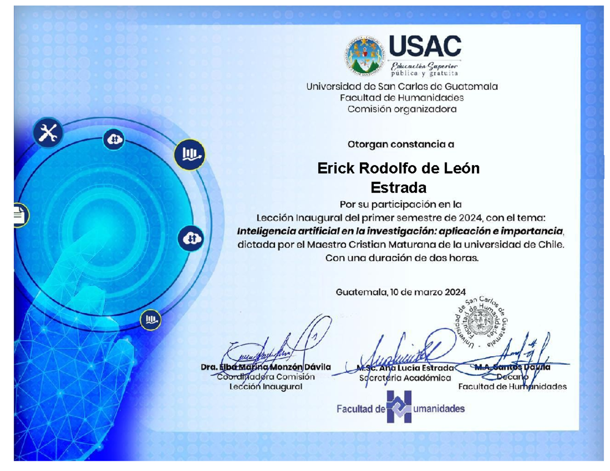 Diploma - Segundo medicina USAC - Erick Rodolfo de León Estrada - Studocu