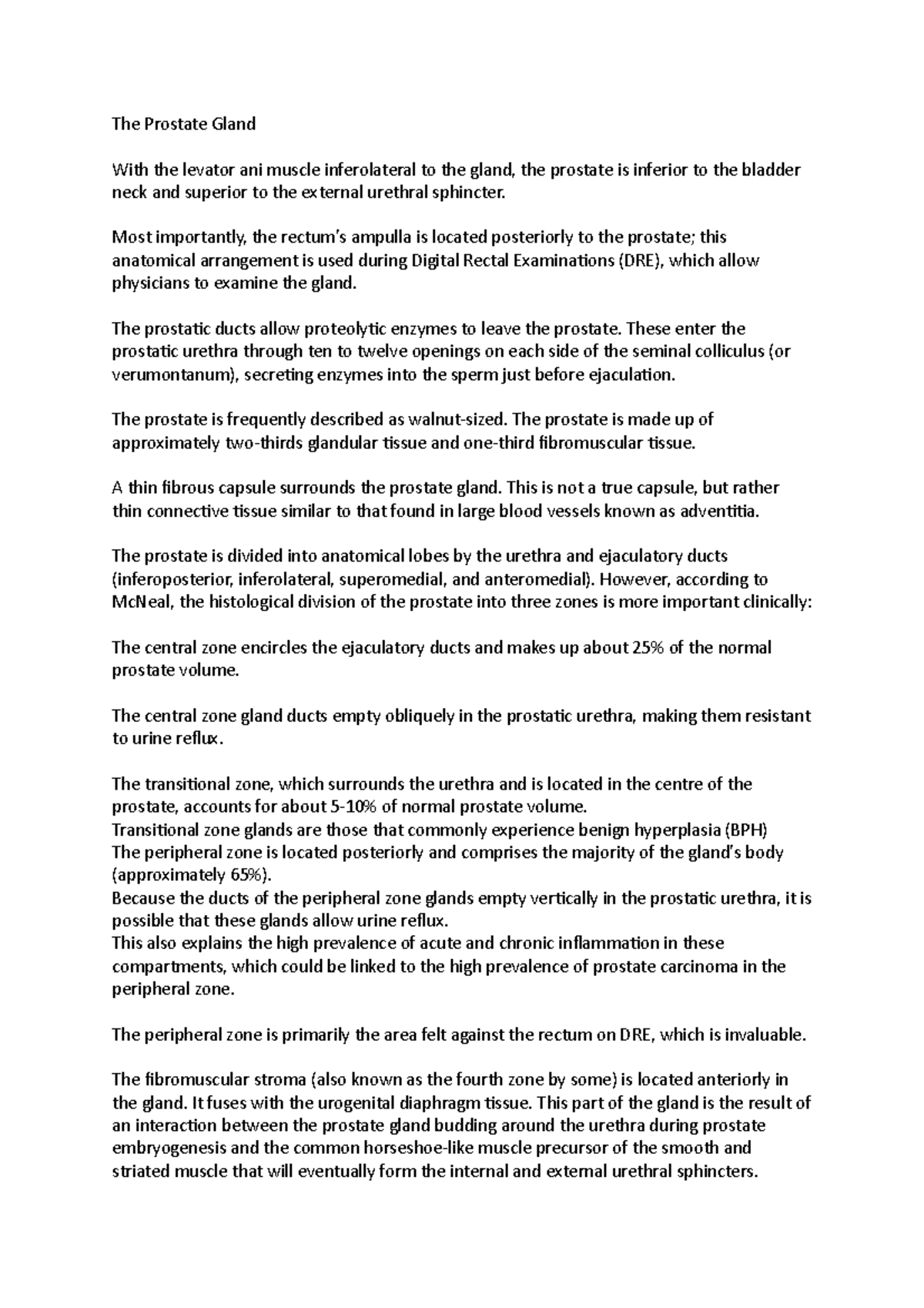 Prostate Gland - Anatomy notes - The Prostate Gland With the levator ...