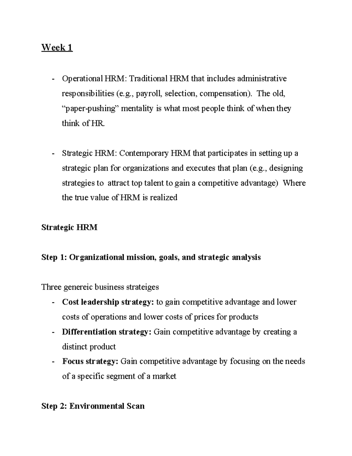 MHR Study Guide - Week 1 Operational HRM: Traditional HRM that includes ...