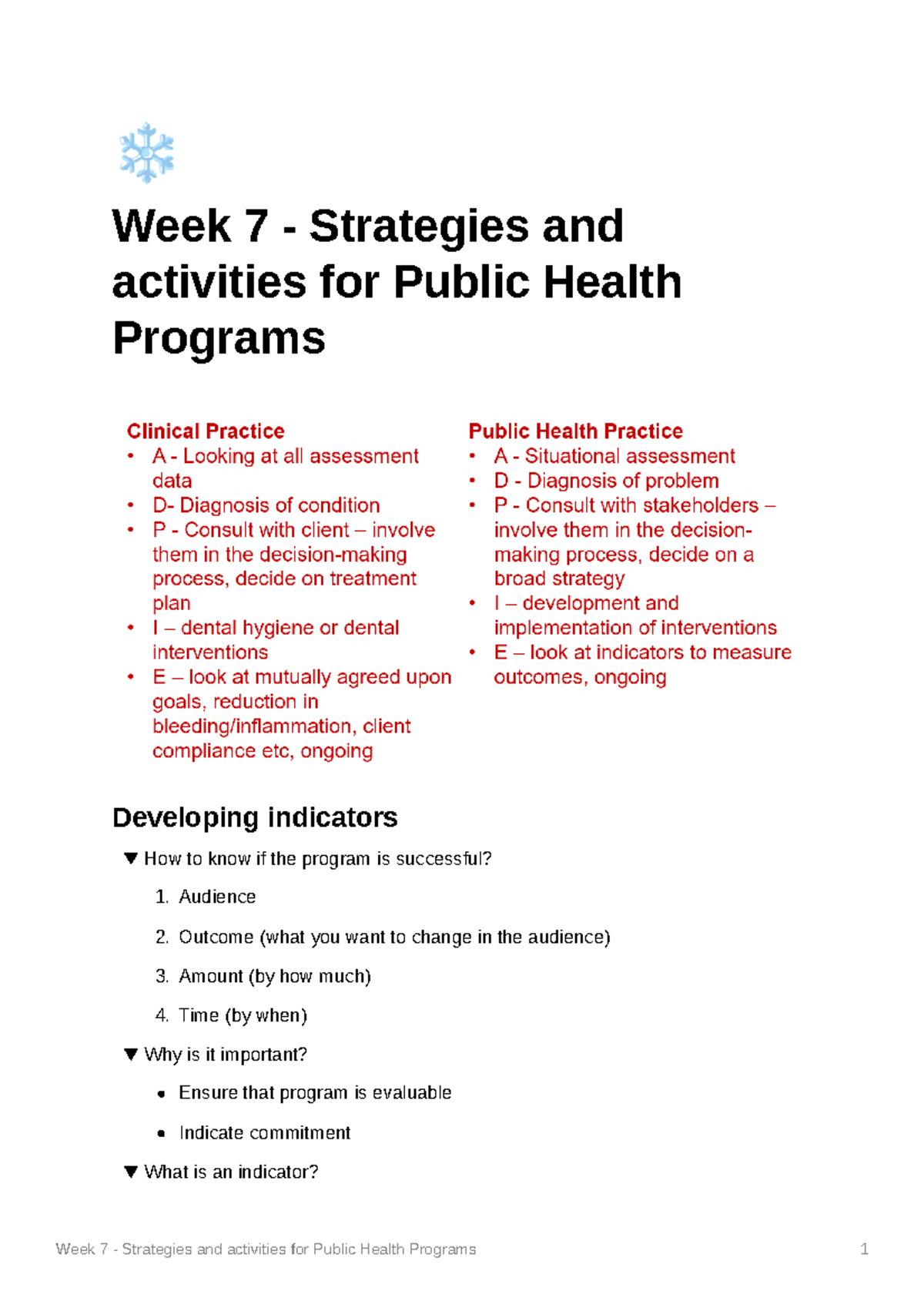Week 7 - Strategies and activities for Public Health Programs - Week 7 - Strategies and ...