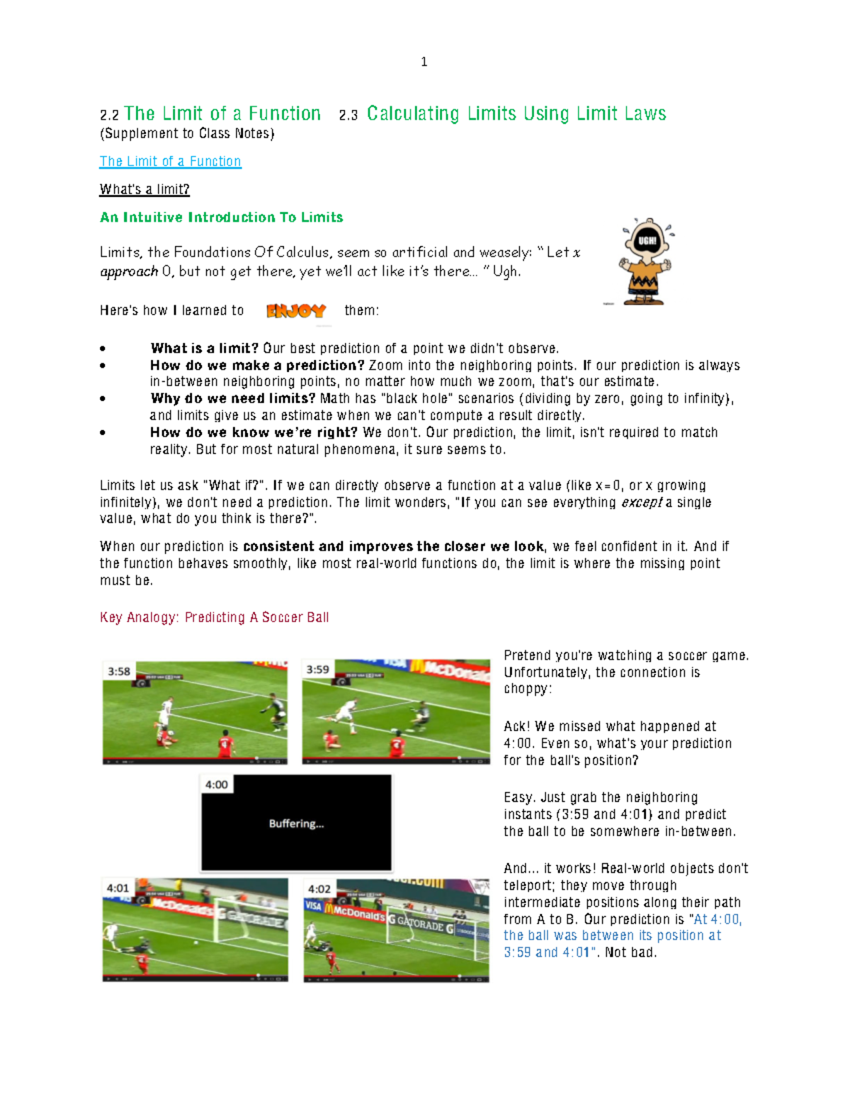 2.2-2.4 - AP Calculus AB Notes By Unit - 2 The Limit of a Function 2. 3 ...