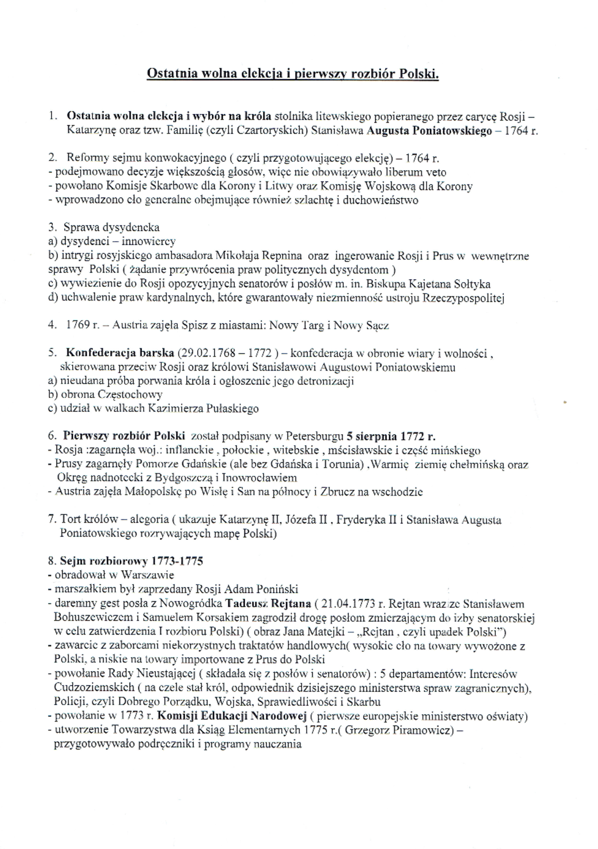 Histkl 6 160420 ostatnia wolna elekcja i i rozbior polski 1586965796 ...