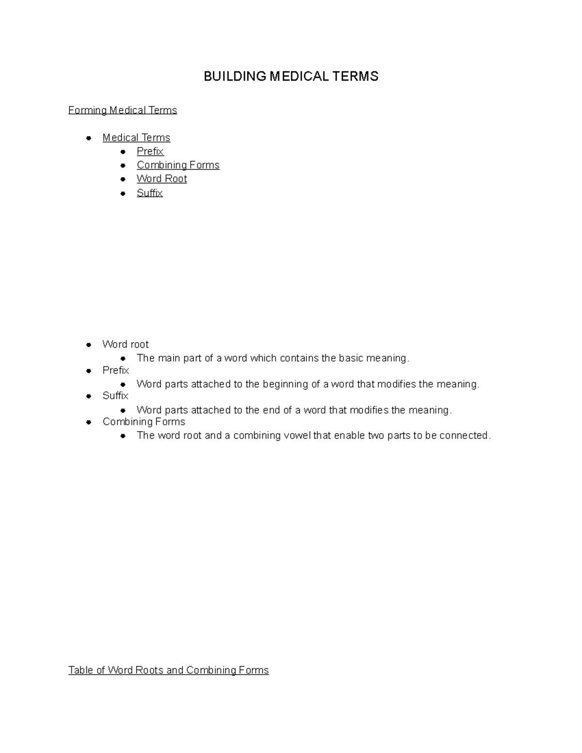 Medical Terminology II Notes 1 - BUILDING MEDICAL TERMS Forming Medical ...