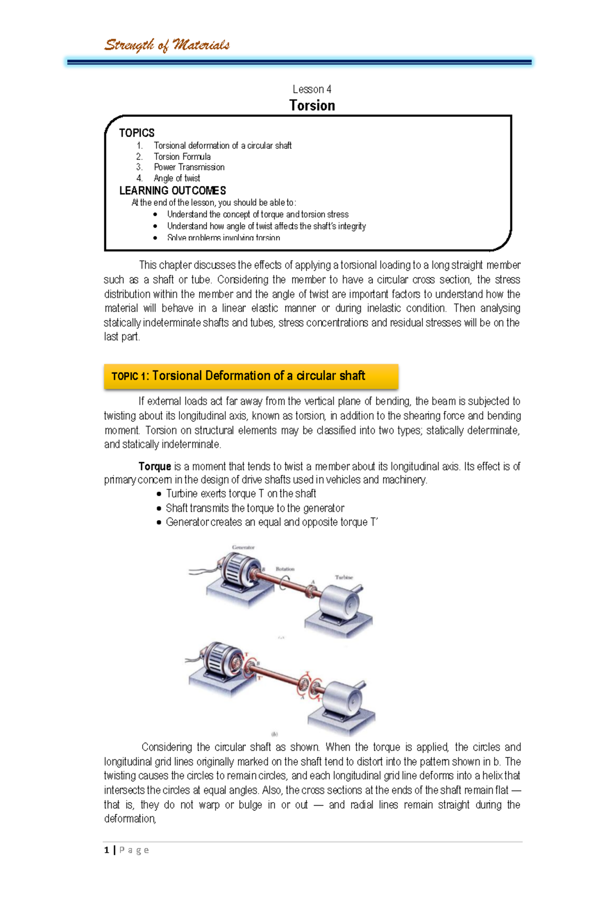 Torsion-4 - Module - Lesson 4 Torsion This chapter discusses the ...