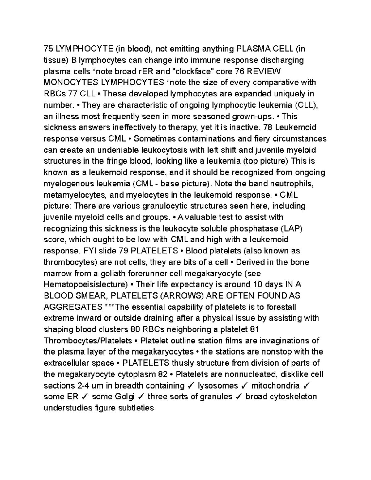 Hematology Lecture Notes - 75 LYMPHOCYTE (in blood), not emitting ...