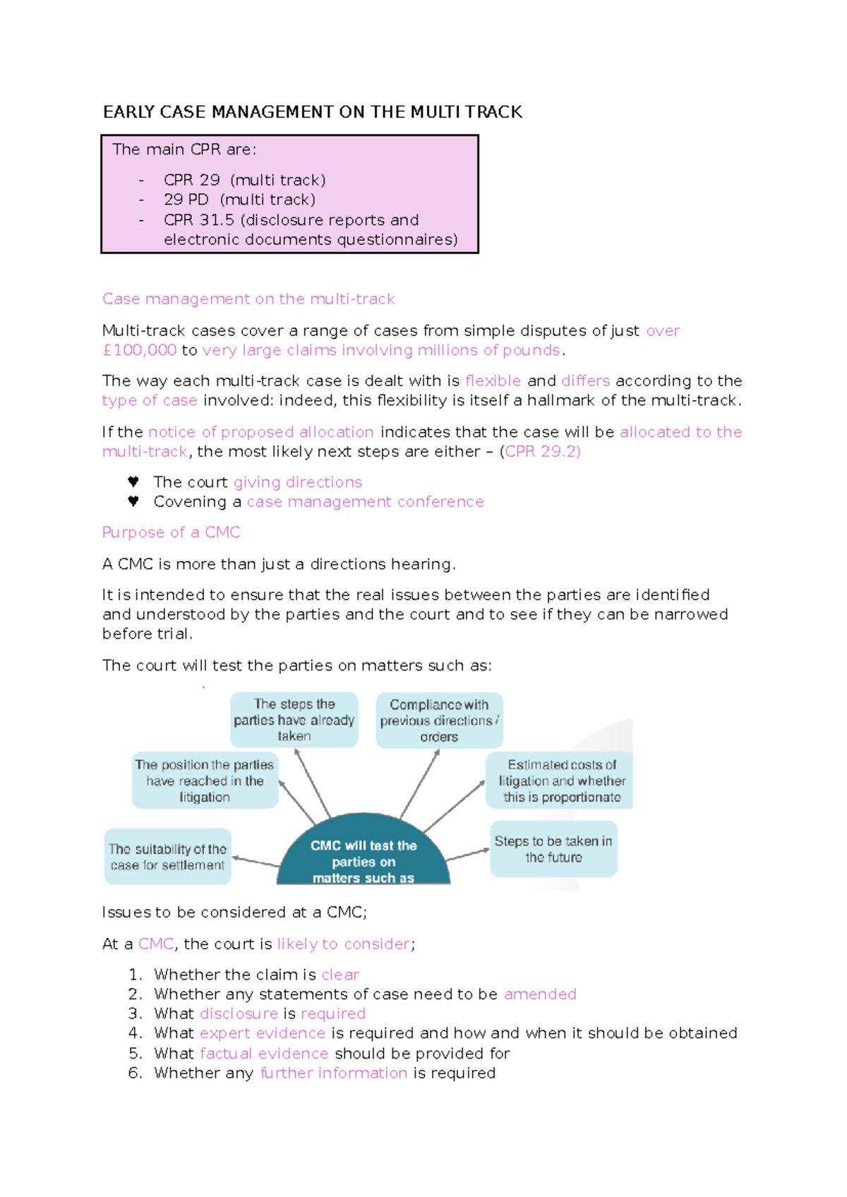 10. Early case management on the multi track - EARLY CASE MANAGEMENT ON ...