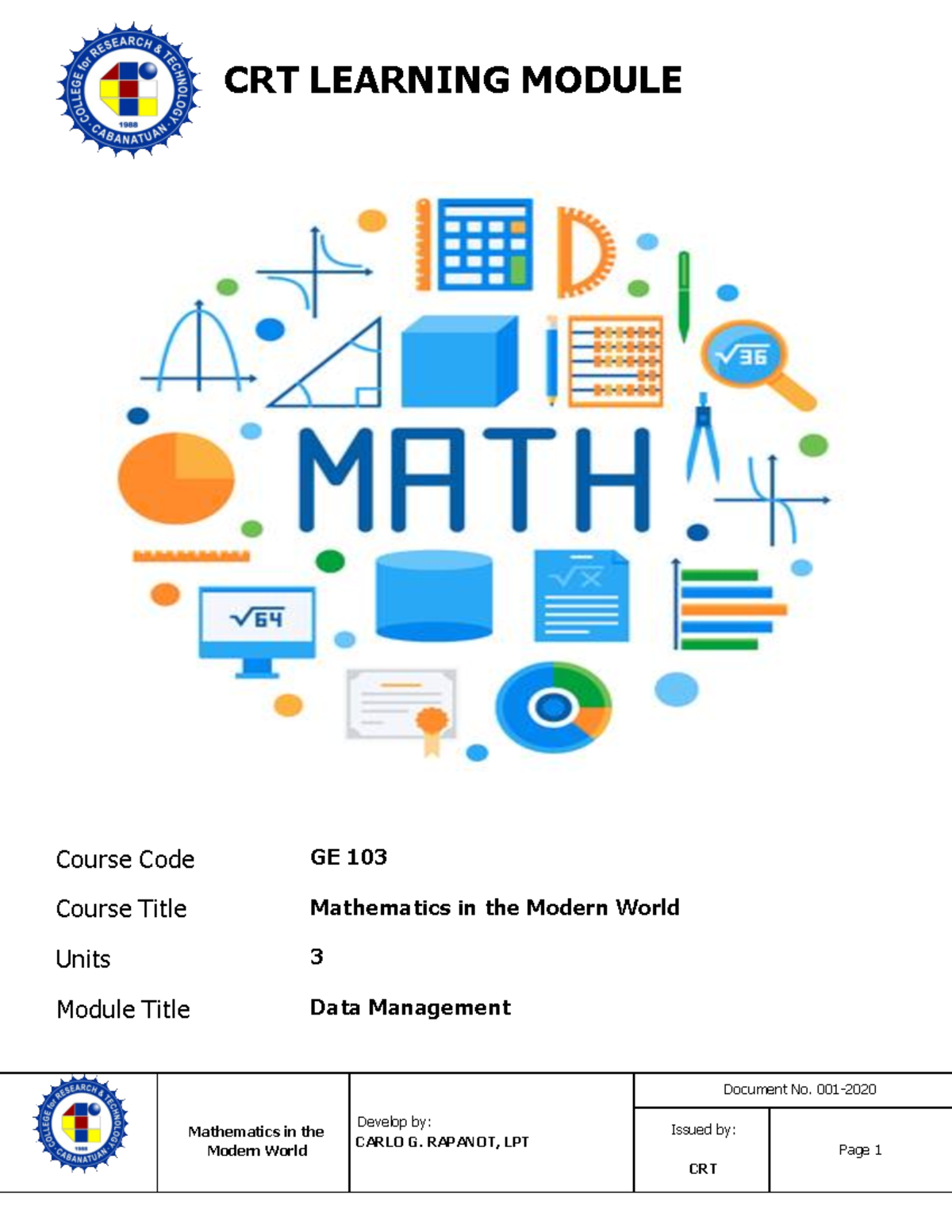 GE 103 - LM5 - Data Management - Mathematics in the Modern World ...