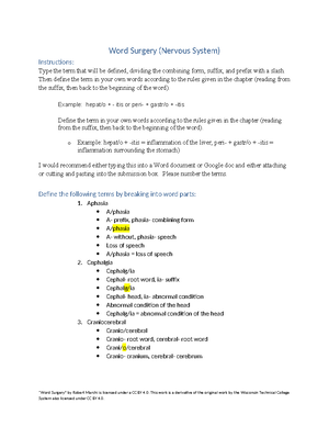 Word Surgery Muscular - Word Surgery (Muscular) Instructions: Type the ...