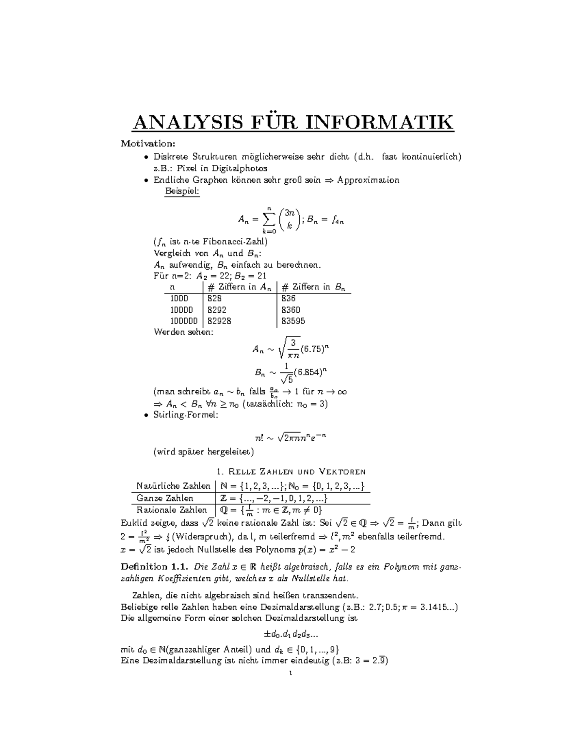 Discrete Structure Background Knowledge - ANALYSIS F ̈UR INFORMATIK Motivation: Diskrete ...