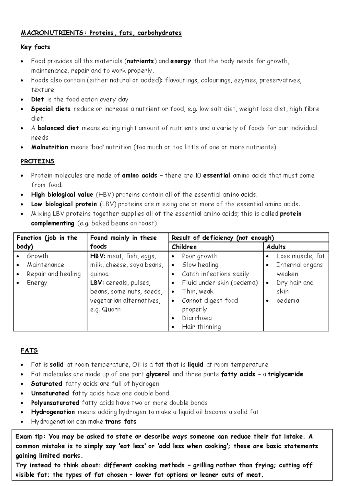 Macronutrients Notes - MACRONUTRIENTS: Proteins, fats, carbohydrates ...