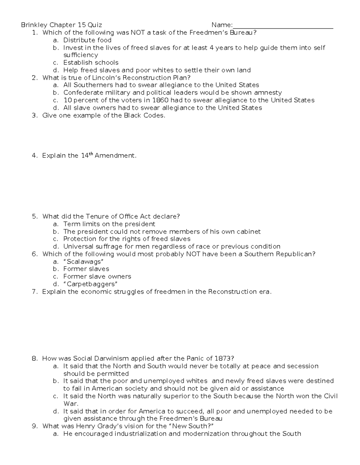 Apushbrinkley Chapter 15Reconstructioninthe New South-1 - Brinkley ...
