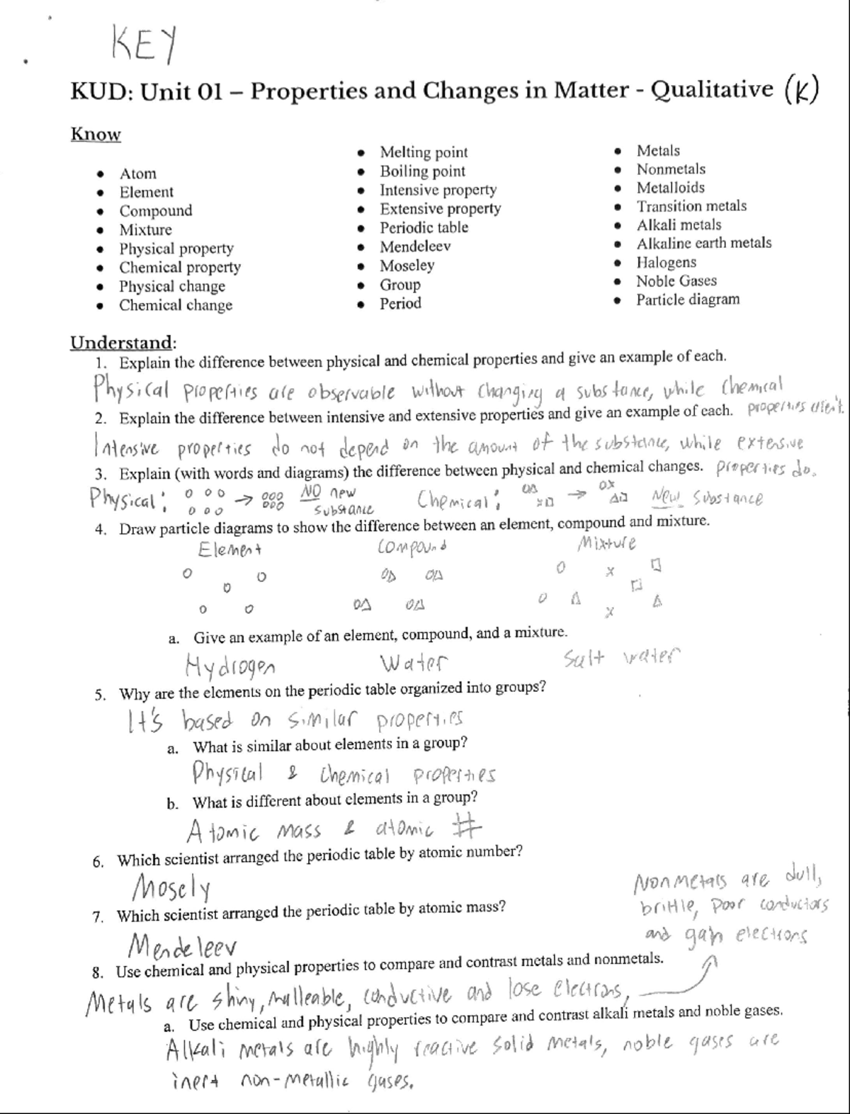 Unit+1+KUD+packet+K+key - Studocu