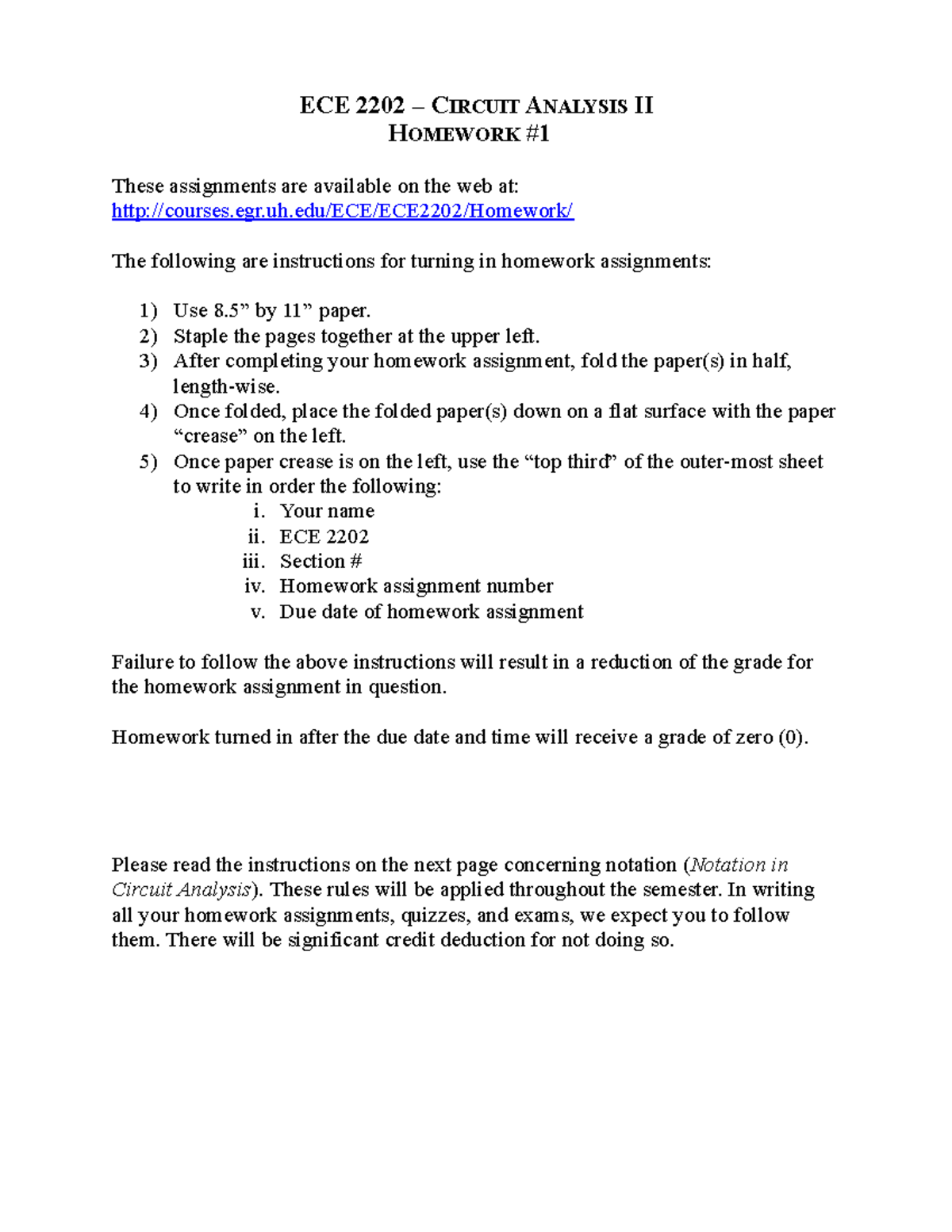 2202 Homework 01 - ECE 2202 – CIRCUIT ANALYSIS II HOMEWORK These ...
