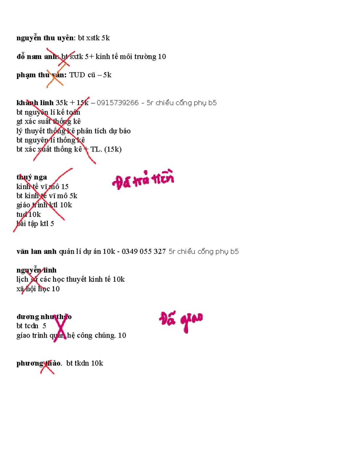 Anh sach - công thức lượng giacs - nguyễn thu uyên: bt xstk 5k đỗ nam ...