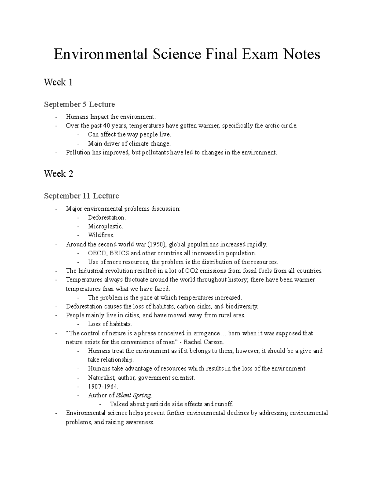 Environmental Science Final Exam Notes - Over the past 40 years ...