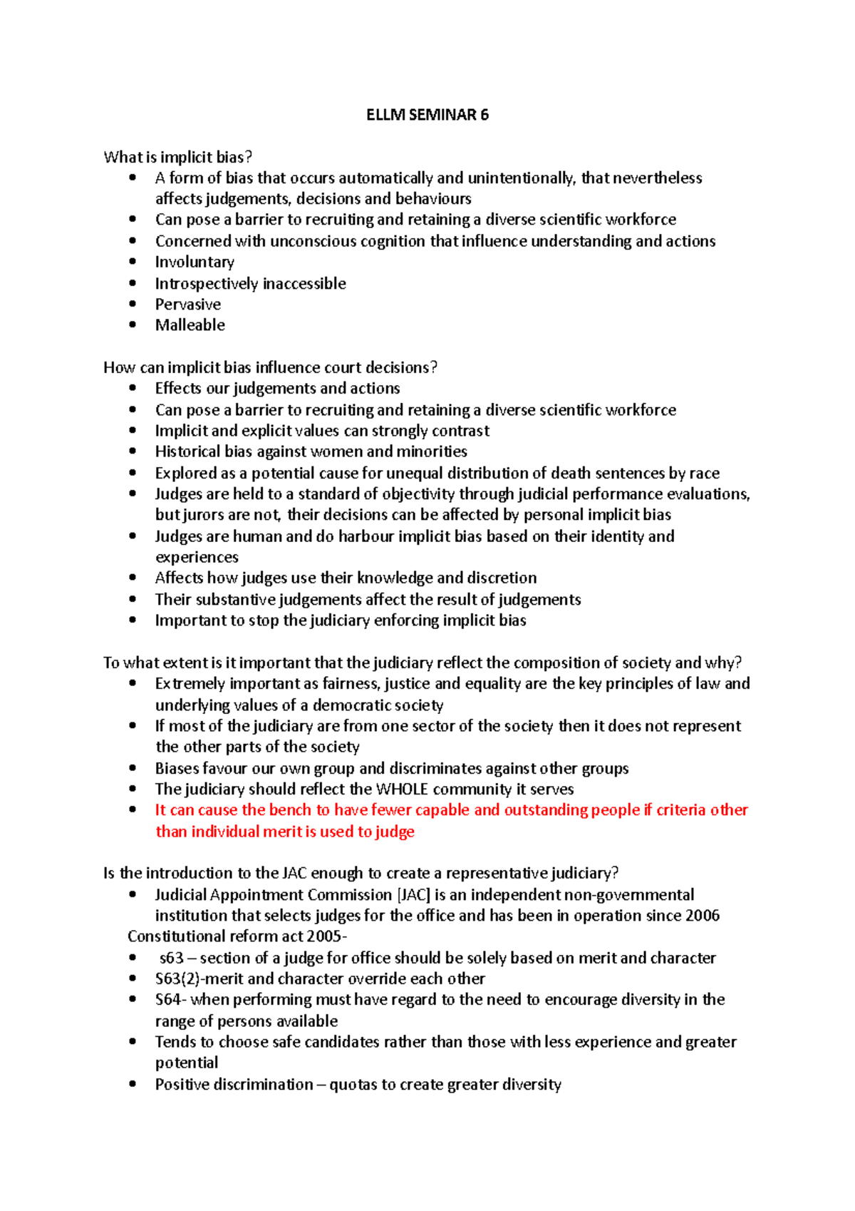 ELLM Seminar 6 - ELLM SEMINAR 6 What is implicit bias? A form of bias ...