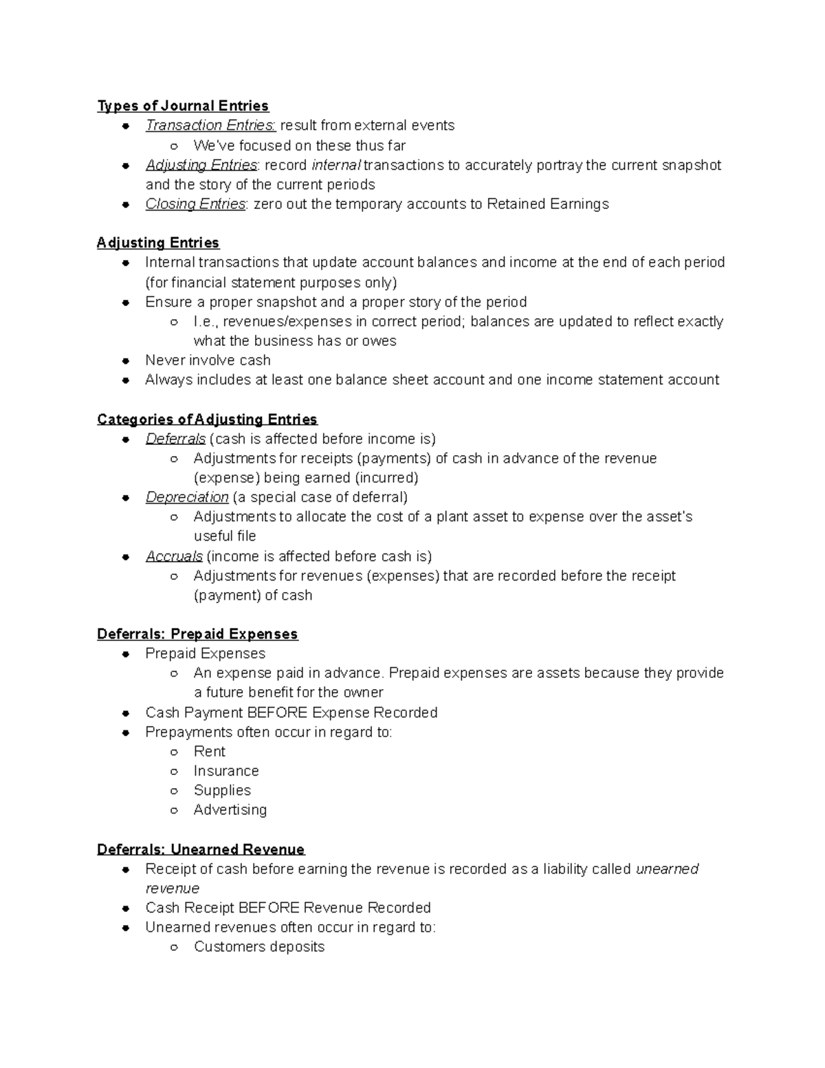 Accruals and Deferrals - Types of Journal Entries Transaction Entries ...