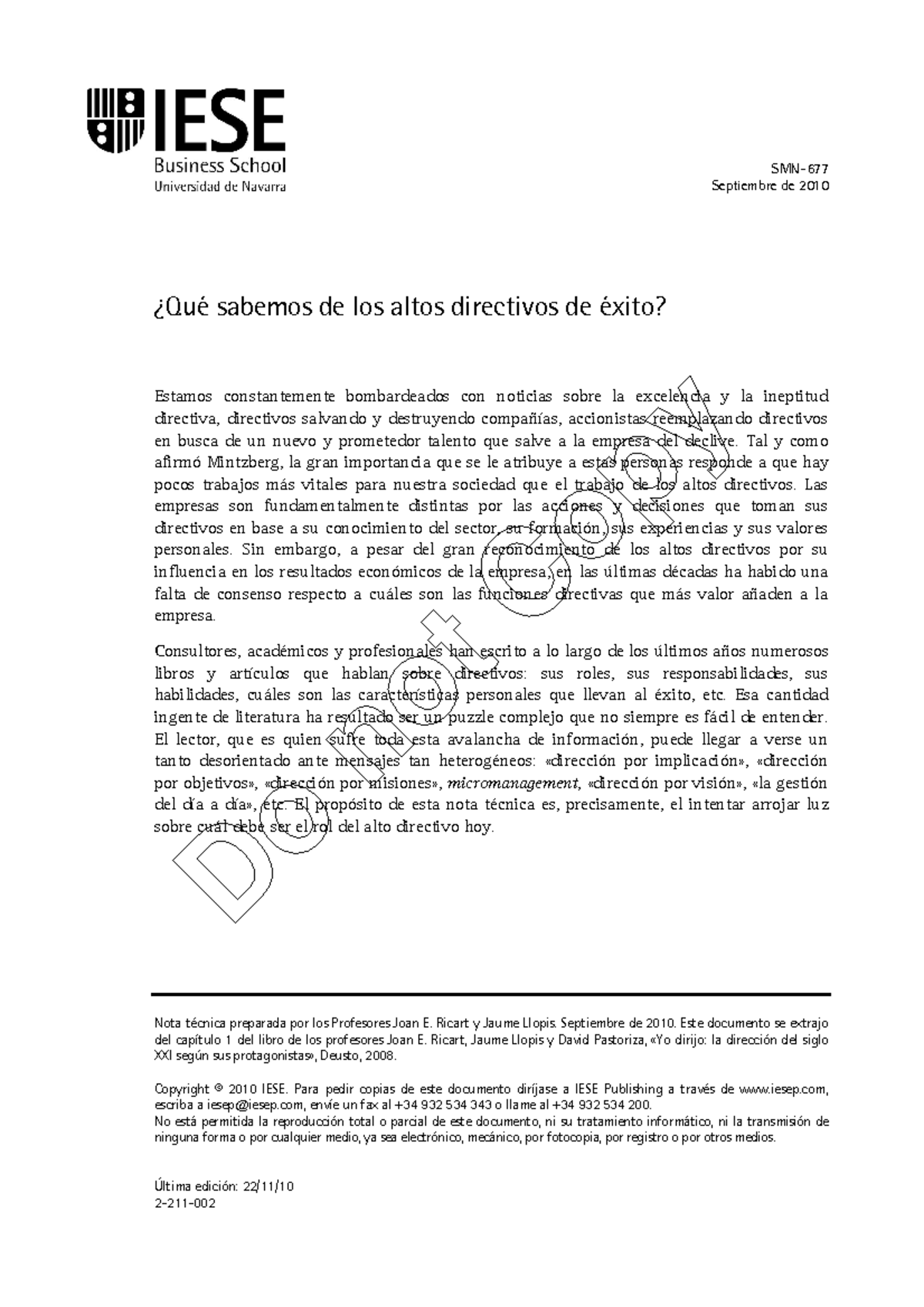 SMN-0677 Que sabemos de los altos directivos - SMN- Septiembre de 2010 ...