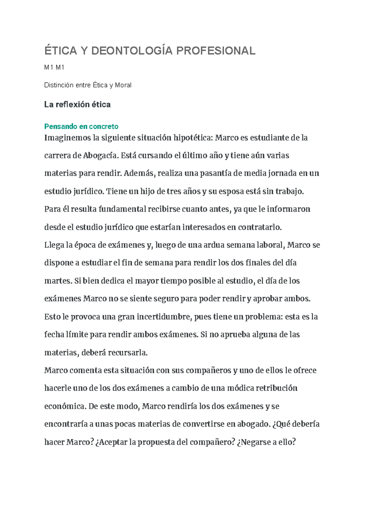 Etica Y Deontologia Profesional Ética Y DeontologÍa Profesional M1 M