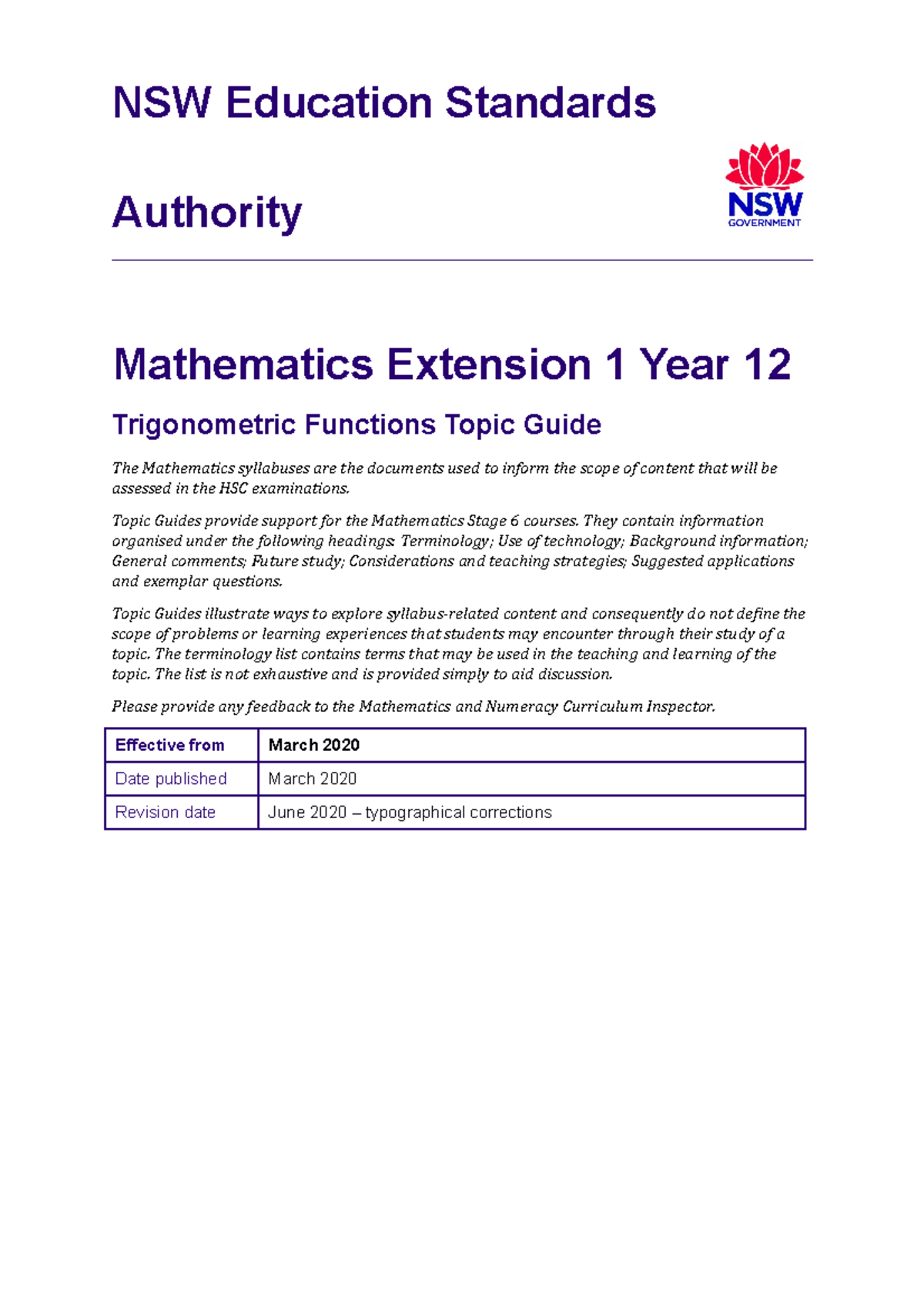 Mathematics extension 1 year 12 topic guide trigonometric functions ...