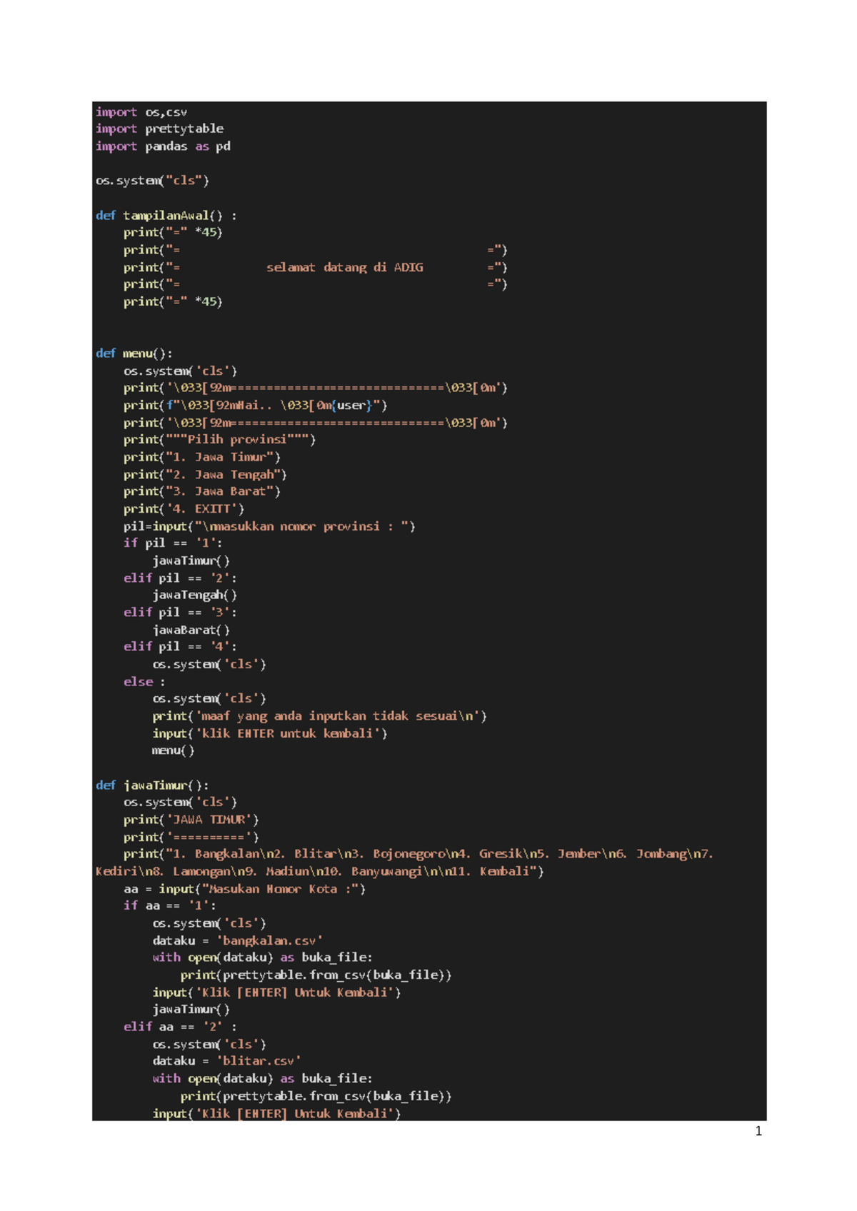 Pesoudecode Pemrograman algoritma 1 - import os,csv import prettytable ...