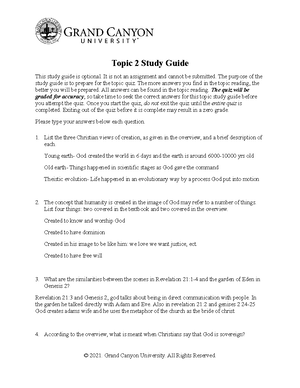 CWV 101 Study Guide - Topic 1 Study Guide This topic study guide is a ...