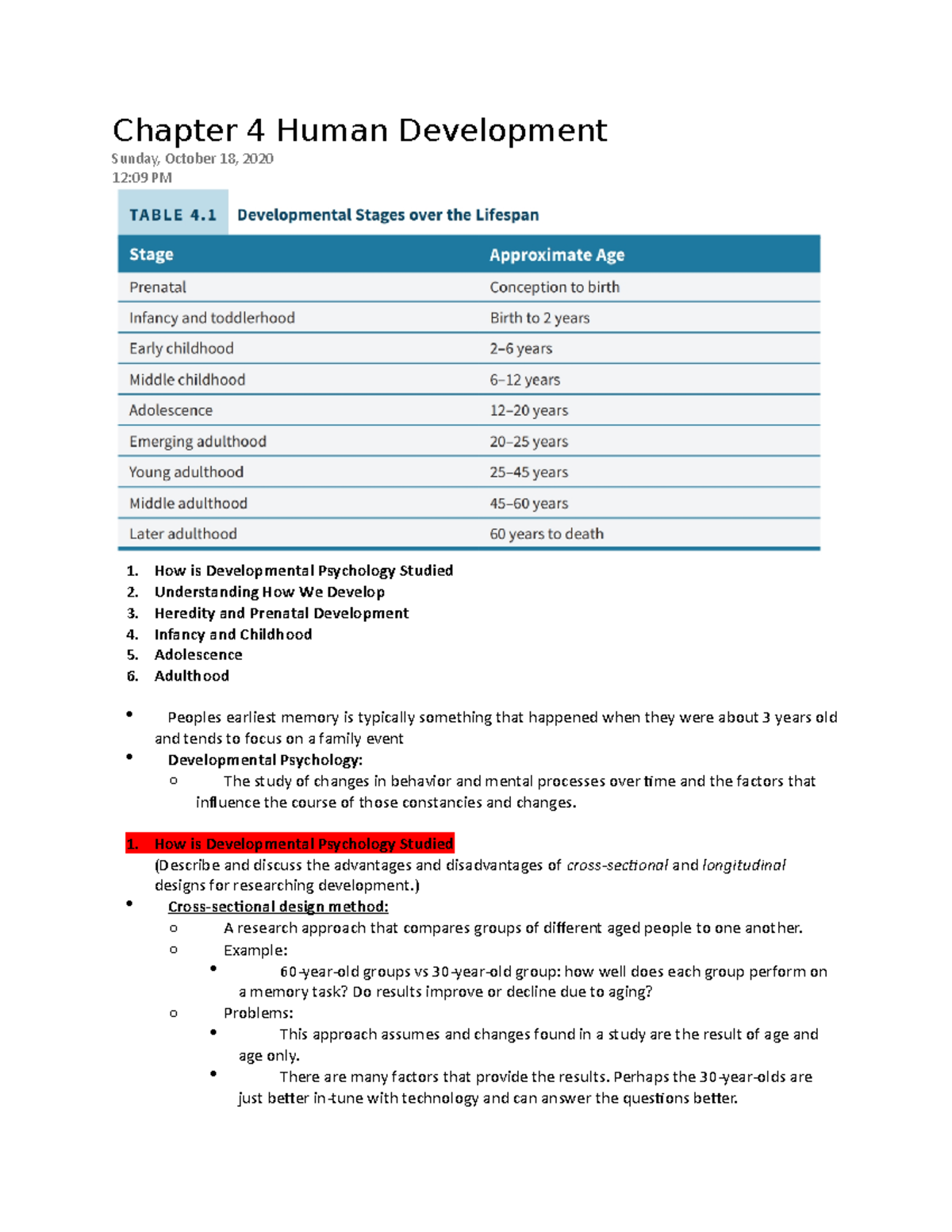 Chapter 4 Human Development - Chapter 4 Human Development Sunday ...