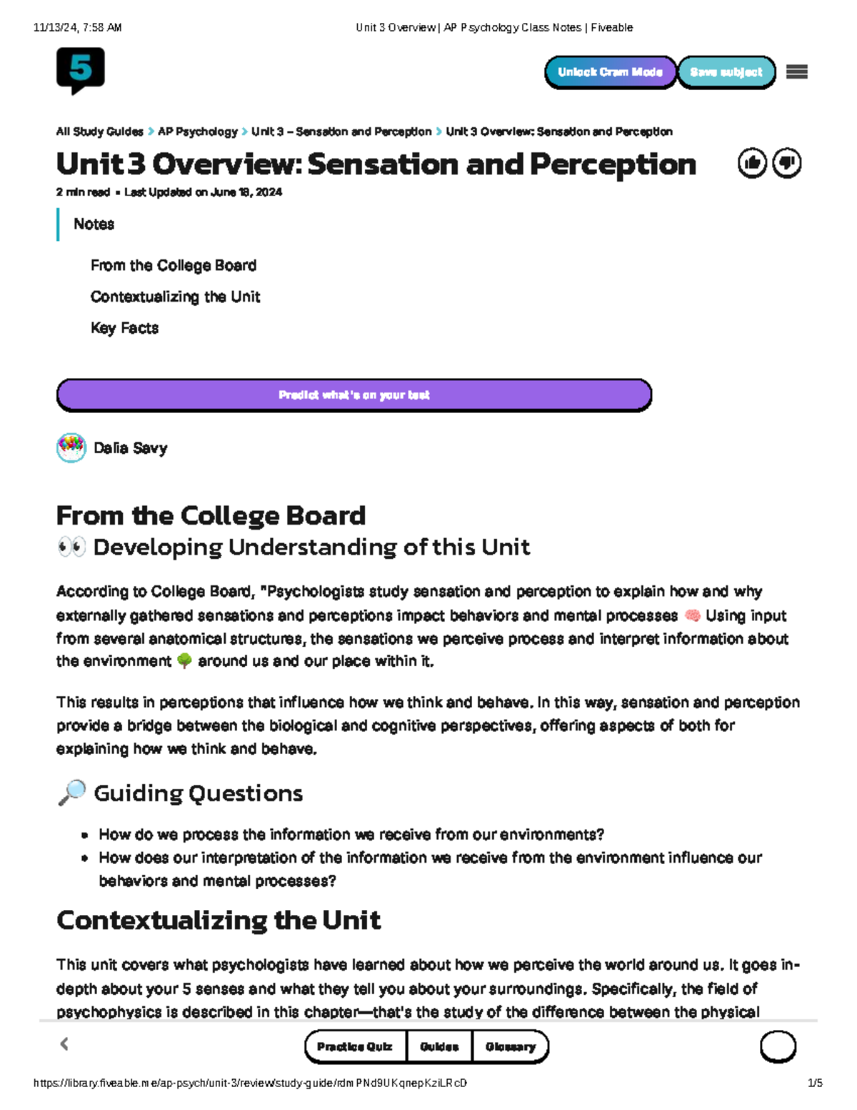 Unit 3 Overview AP Psychology Class Notes Fiveable - Unlock Cram Mode ...
