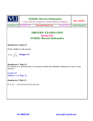 MTH202 Midterm Solved MCQs with Reference by Students - MTH202- Discrete Mathematics MIDTERM ...