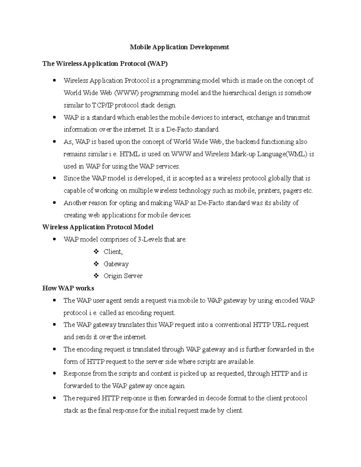 WAP Protocol - Mobile Application Development The Wireless Application ...