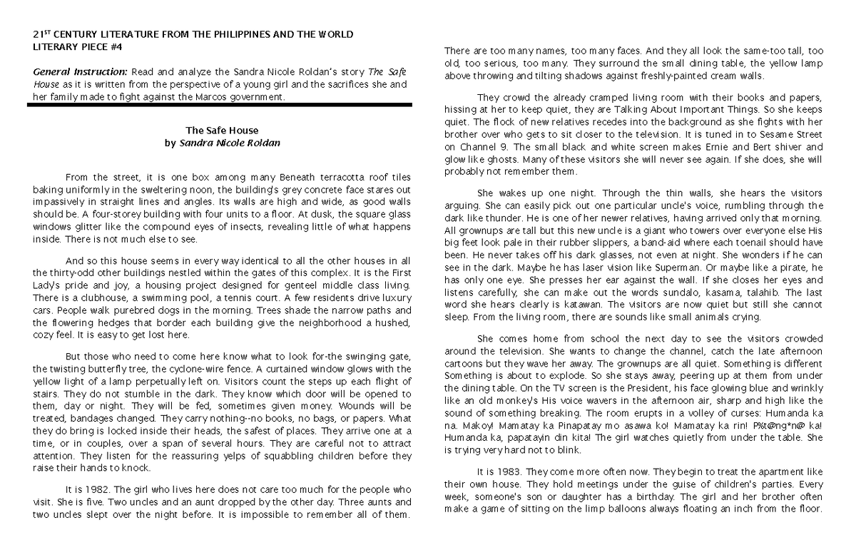 The-Safe-House - About 21st literary pieces - The Safe House by Sandra ...