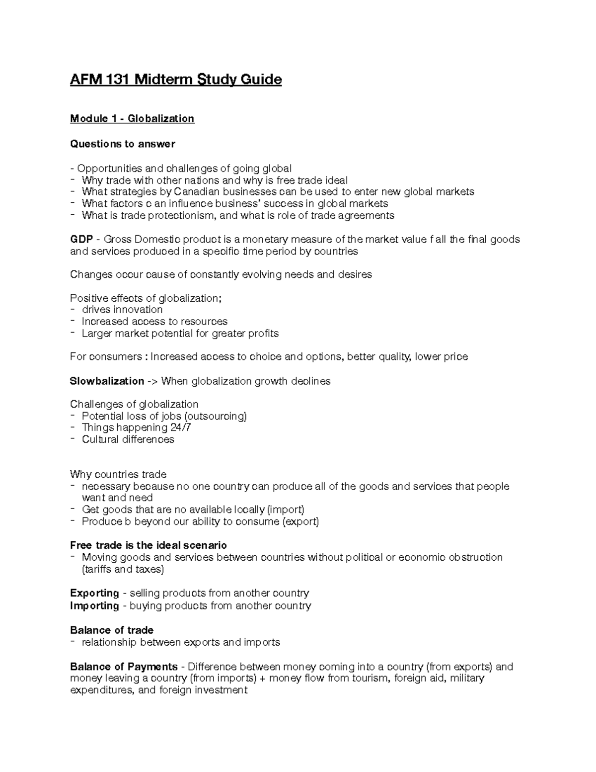 AFM 131 Midterm Study Guide - AFM 131 Midterm Study Guide Module 1 ...