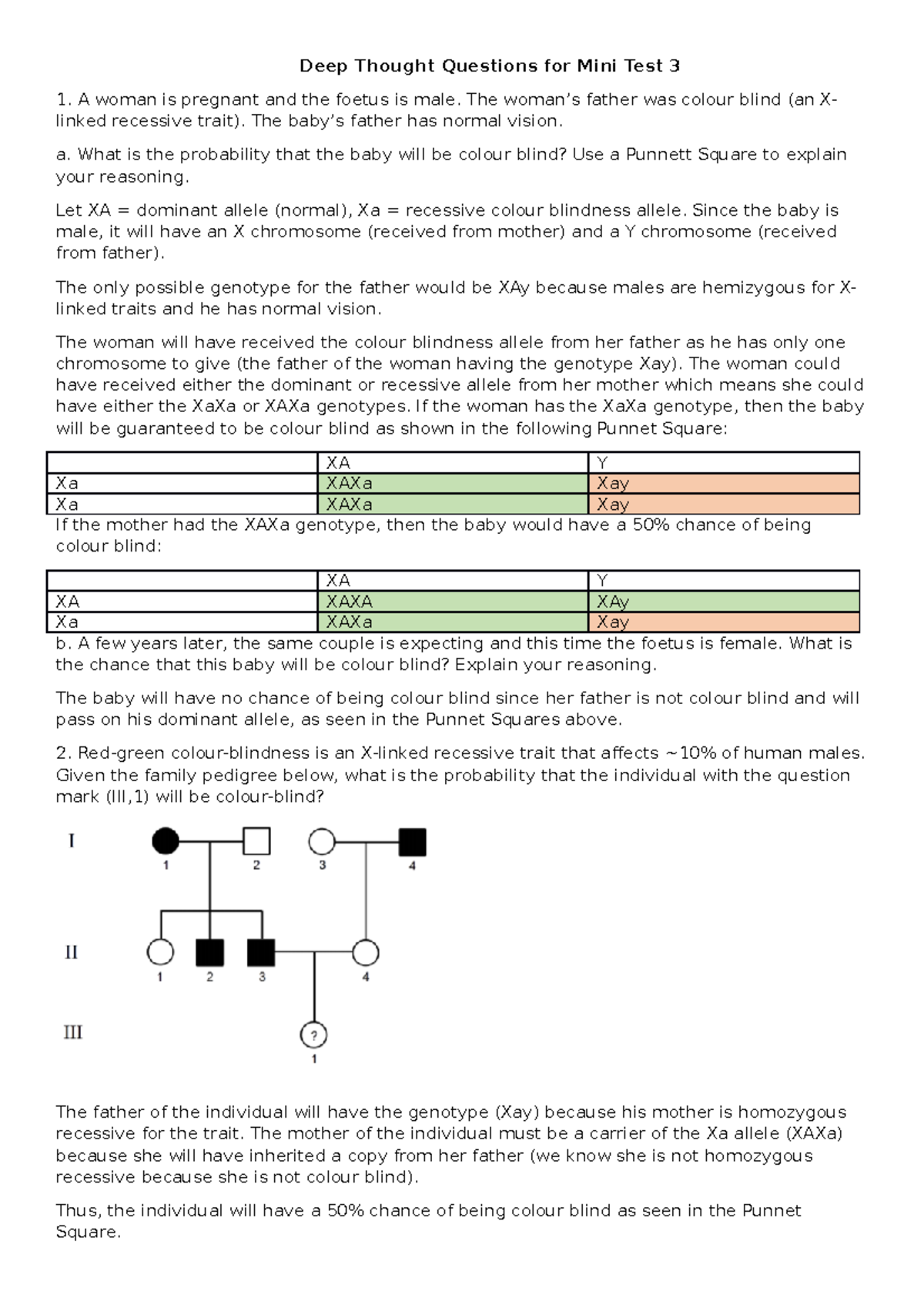 UQ BIOL1020 Quiz 3 Answers - Deep Thought Questions for Mini Test 3 A ...