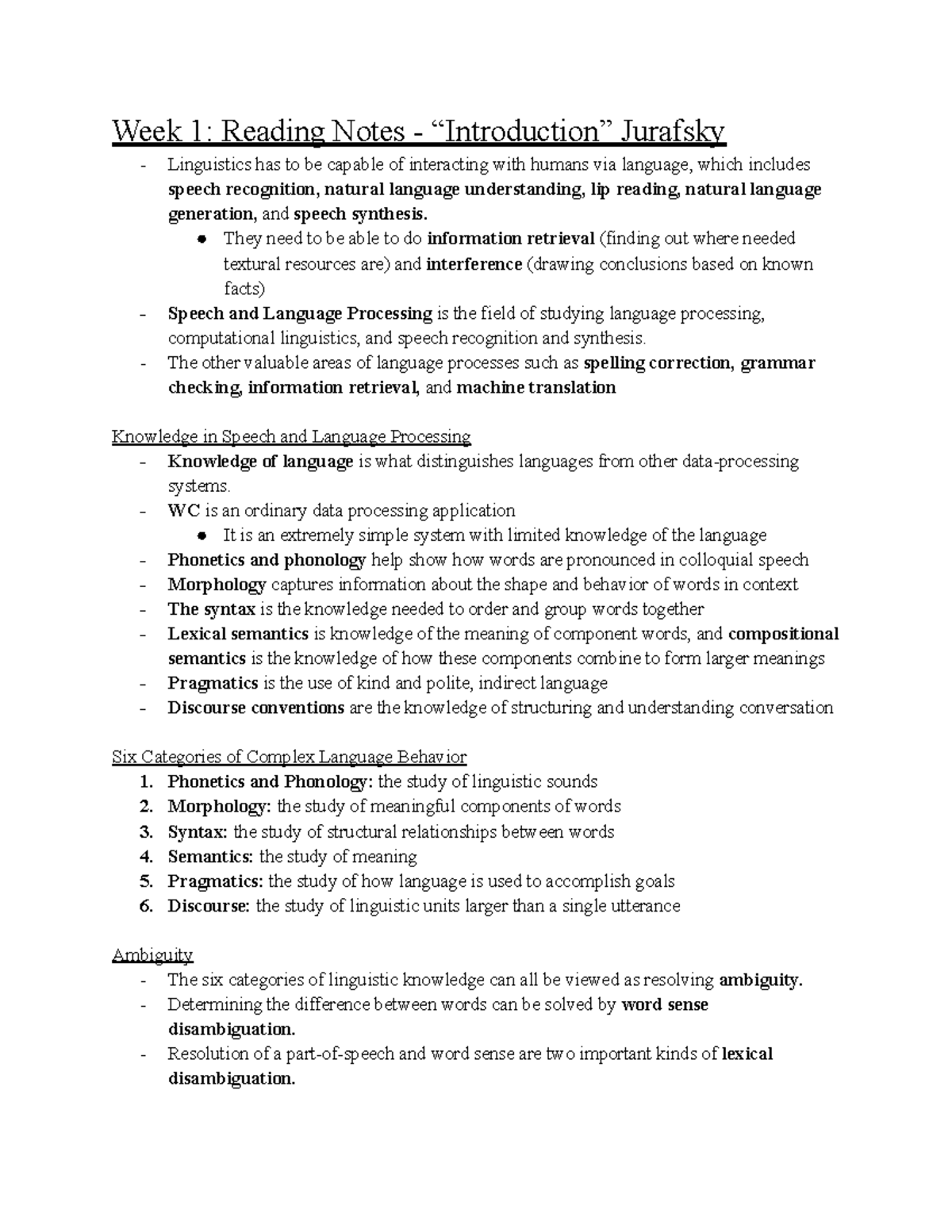 LING15 - Week 1 Reading Notes 3 - Week 1: Reading Notes - “Introduction ...
