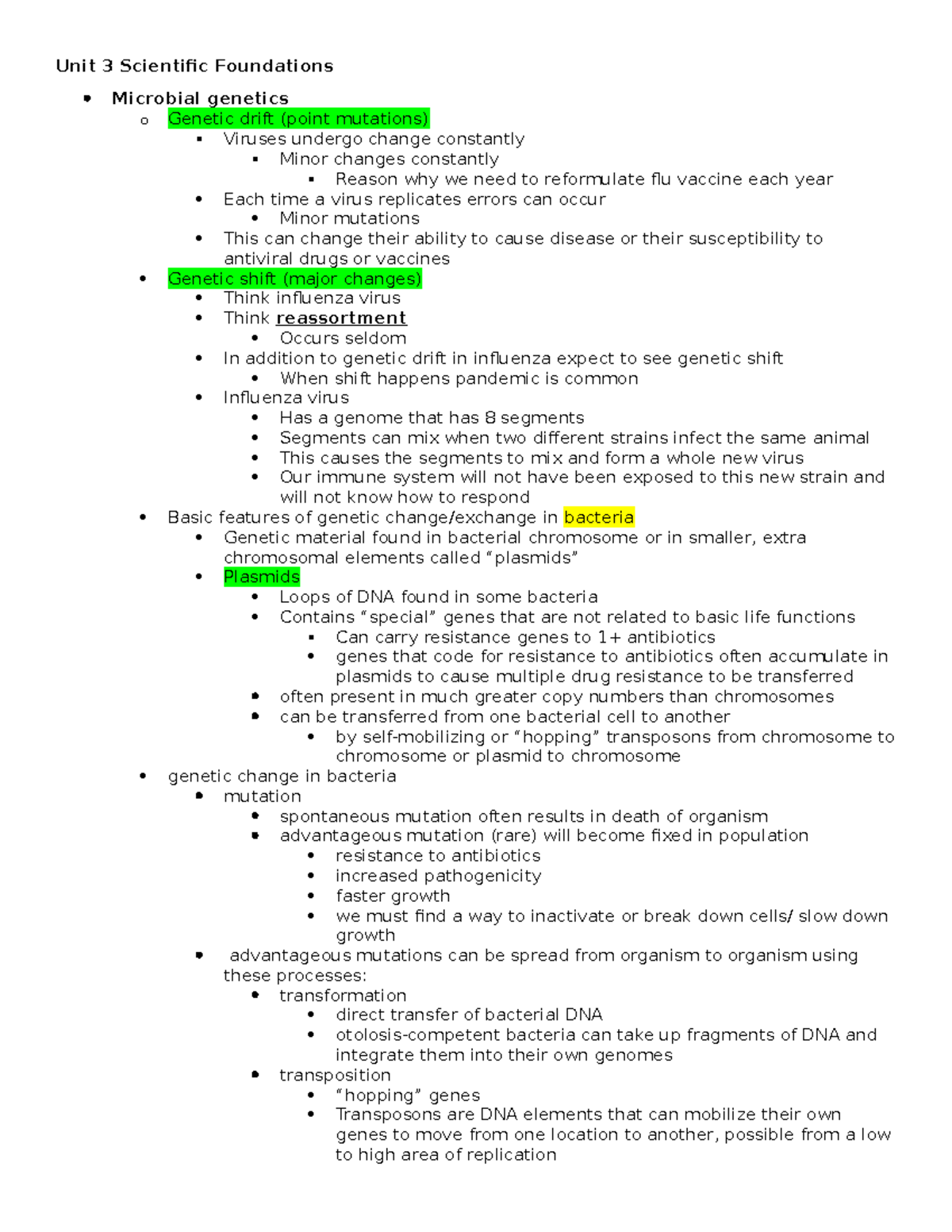 Microbio Study Guide Unit 3 - Unit 3 Scientific Foundations Microbial ...