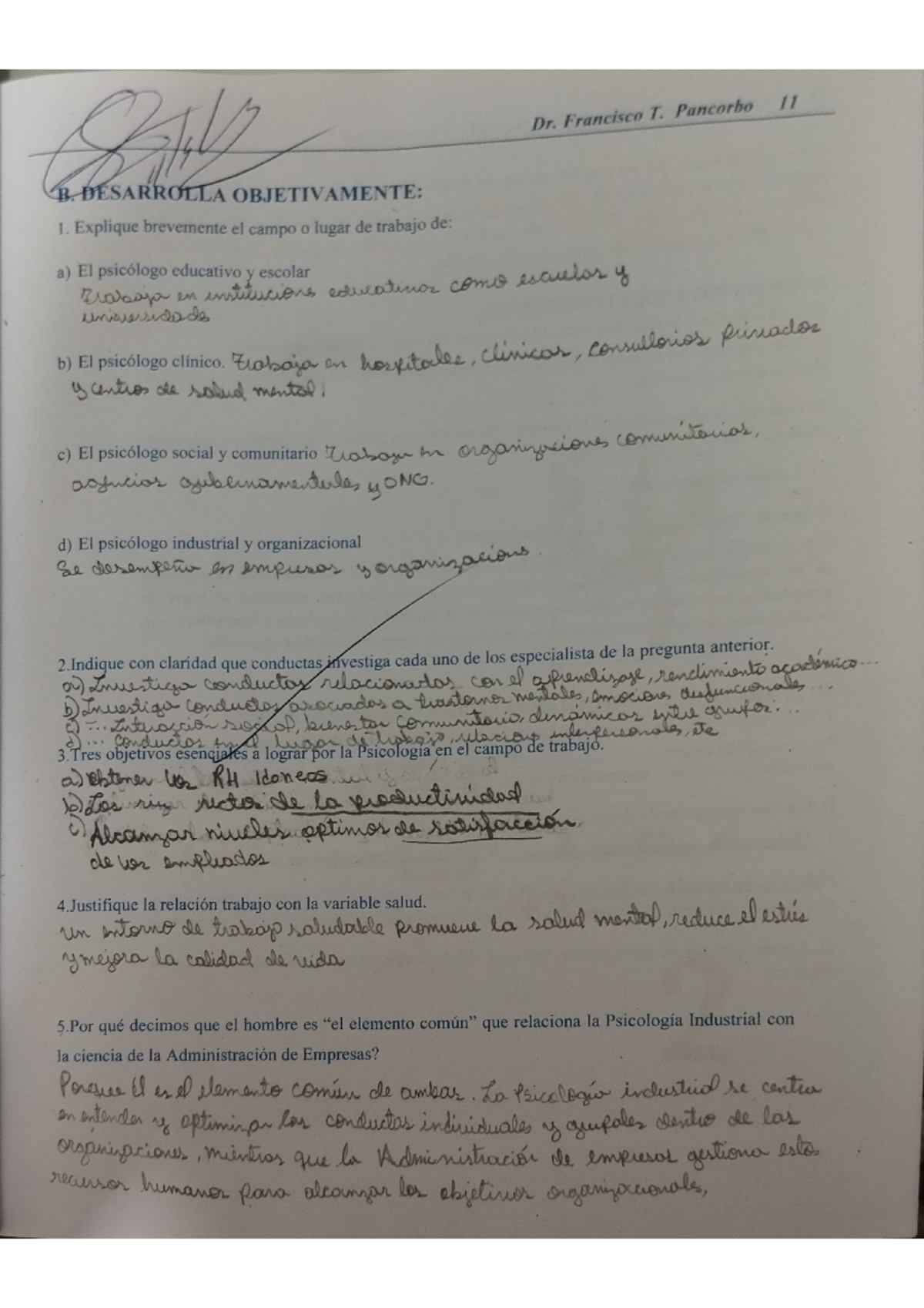 Psicólogia industrial - Dr. Francisco T. Pancorbo 11 B. DESARROLLA ...