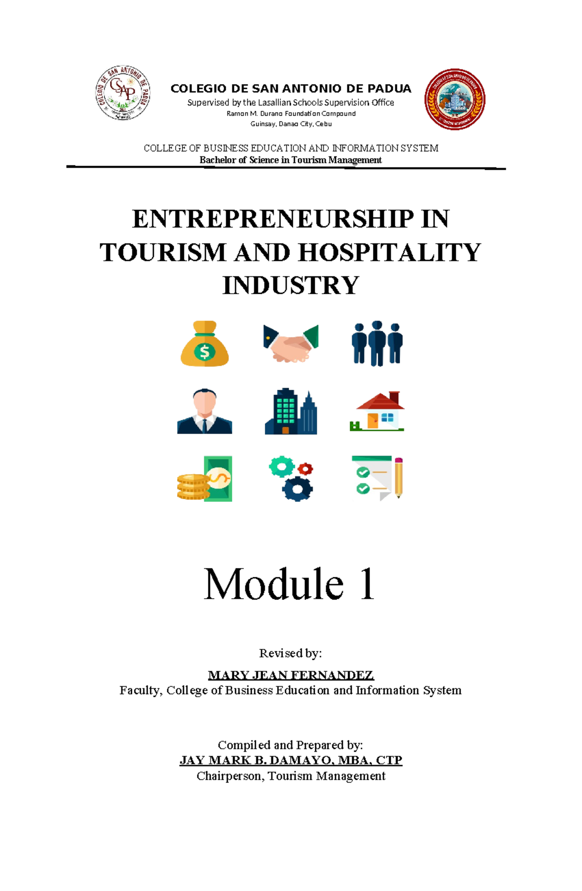 Entrepreneurship-Module-1 - COLEGIO DE SAN ANTONIO DE PADUA ####### Supervised by the Lasallian ...