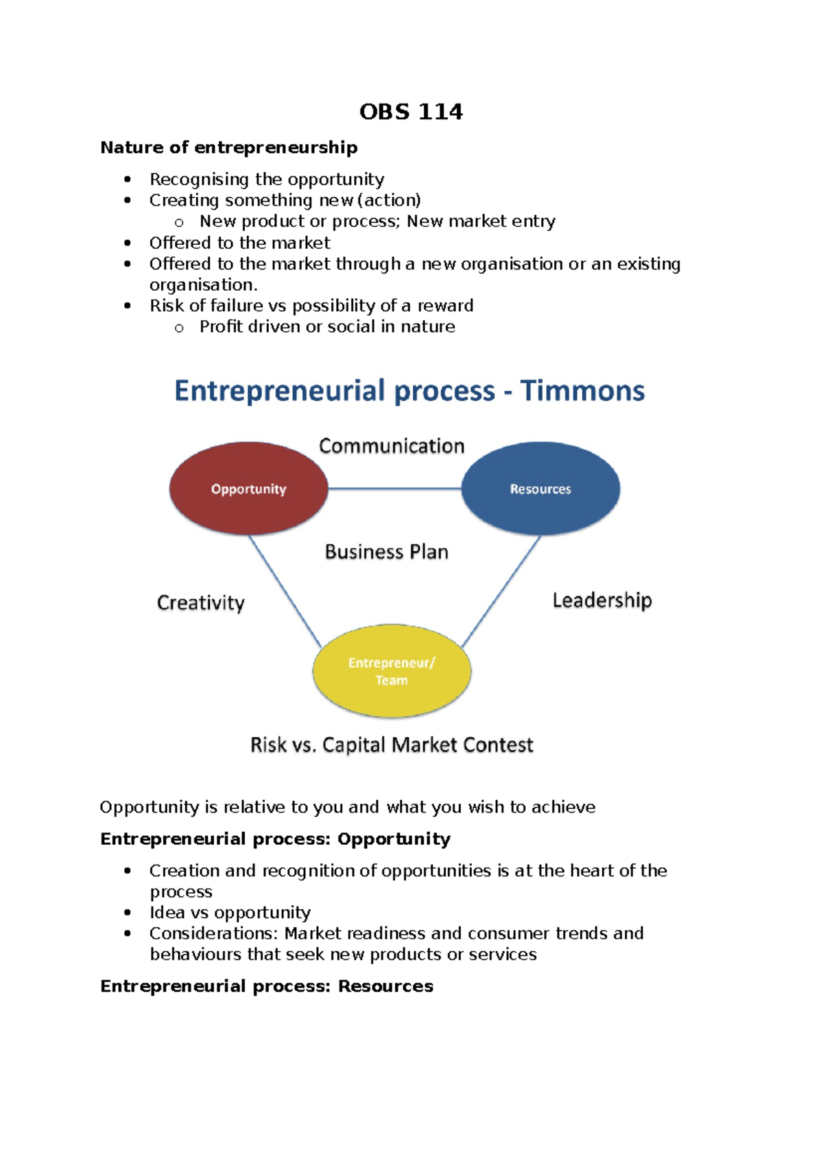 OBS 114 - Summary Business management - OBS 114 Nature of ...