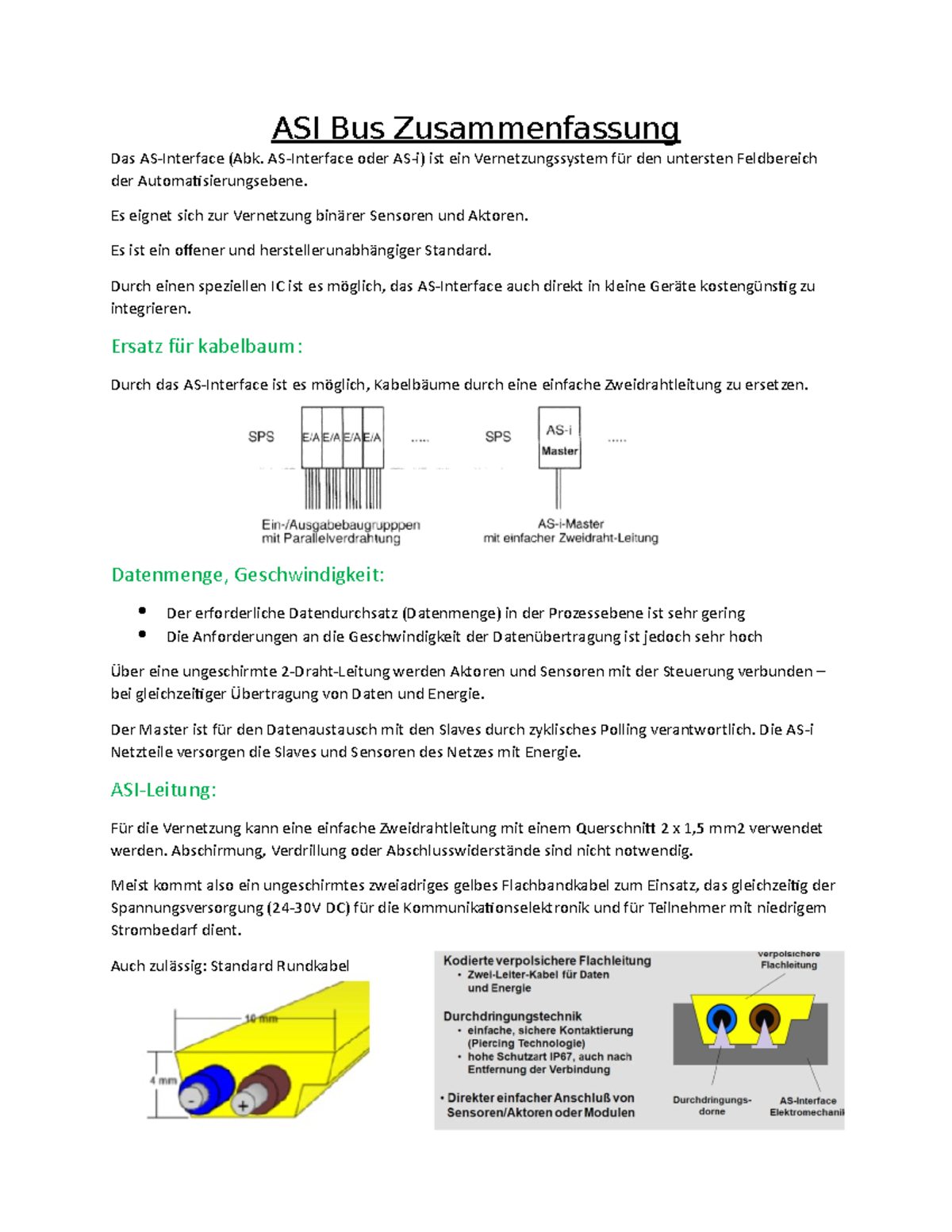 ASI Bus Zusammenfassung - AS-Interface oder AS-i) ist ein ...