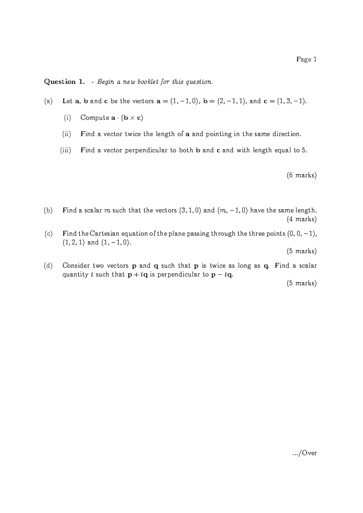 2011 Exam for Mathematical Modelling 2 - Question 1. -Begin a new ...
