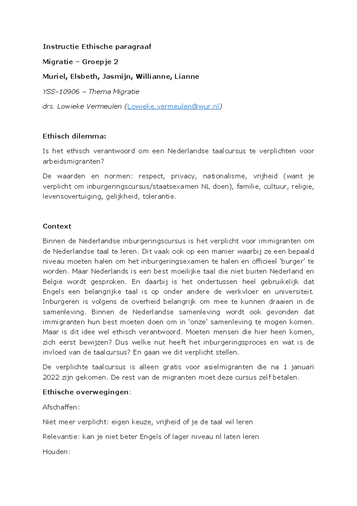 Instructie Ethische paragraaf (YSS10906) - Instructie Ethische ...